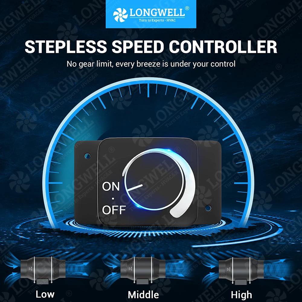 LONGWELL 4 tums EC-ventilationsfläkt för husbilar, AC, blandat flöde, kanalkula, 220V DC ...